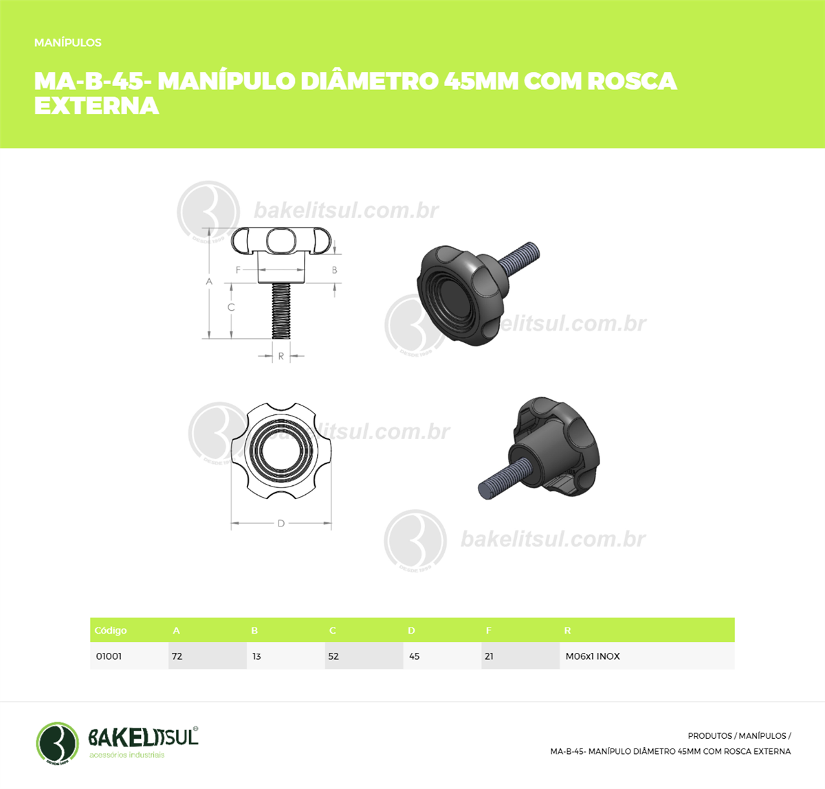 MANÍPULO 43MM ROSCA EXTERNA - Bakelitsul