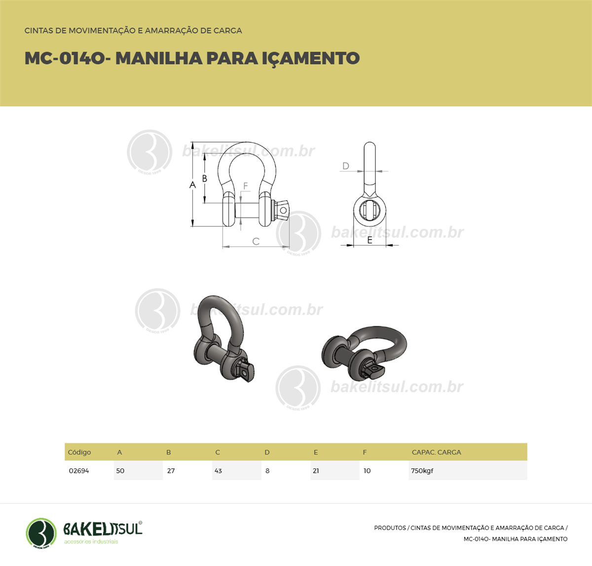 MANILHA DE IÇAMENTO MC-014O - Bakelitsul