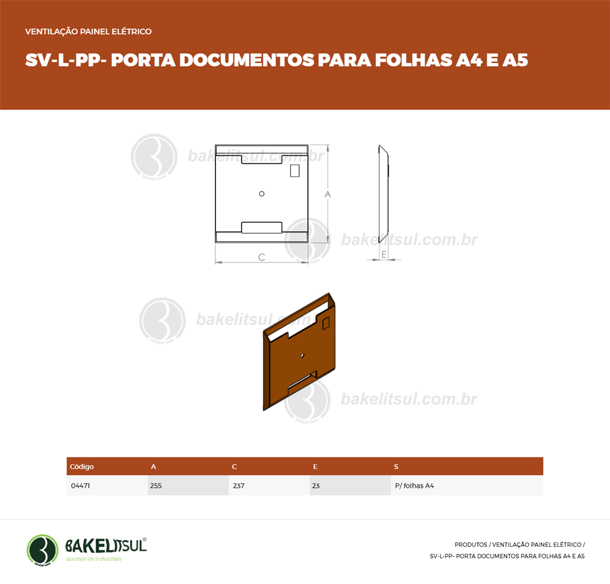 PORTA DOCUMENTOS TAMANHO A4 - Bakelitsul