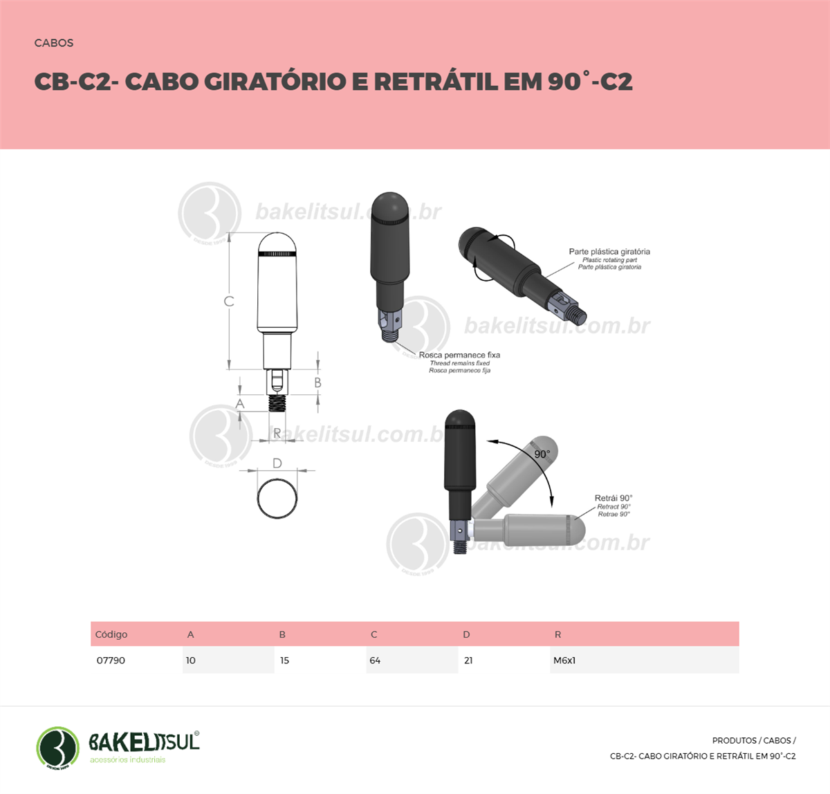 CABO GIRATÓRIO RETRÁTIL CB-C2 - Bakelitsul