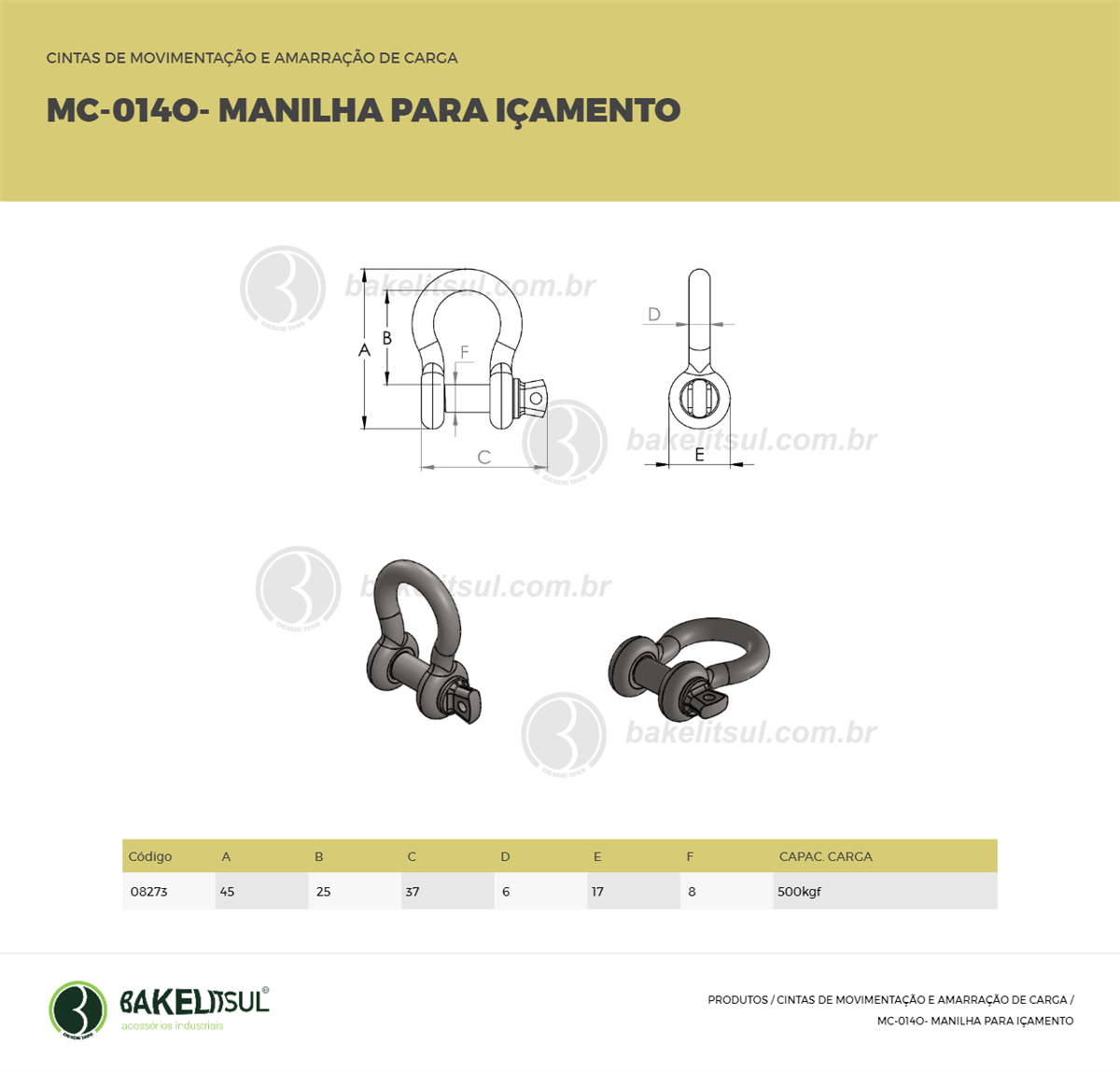 MANILHA DE IÇAMENTO MC-014O - Bakelitsul