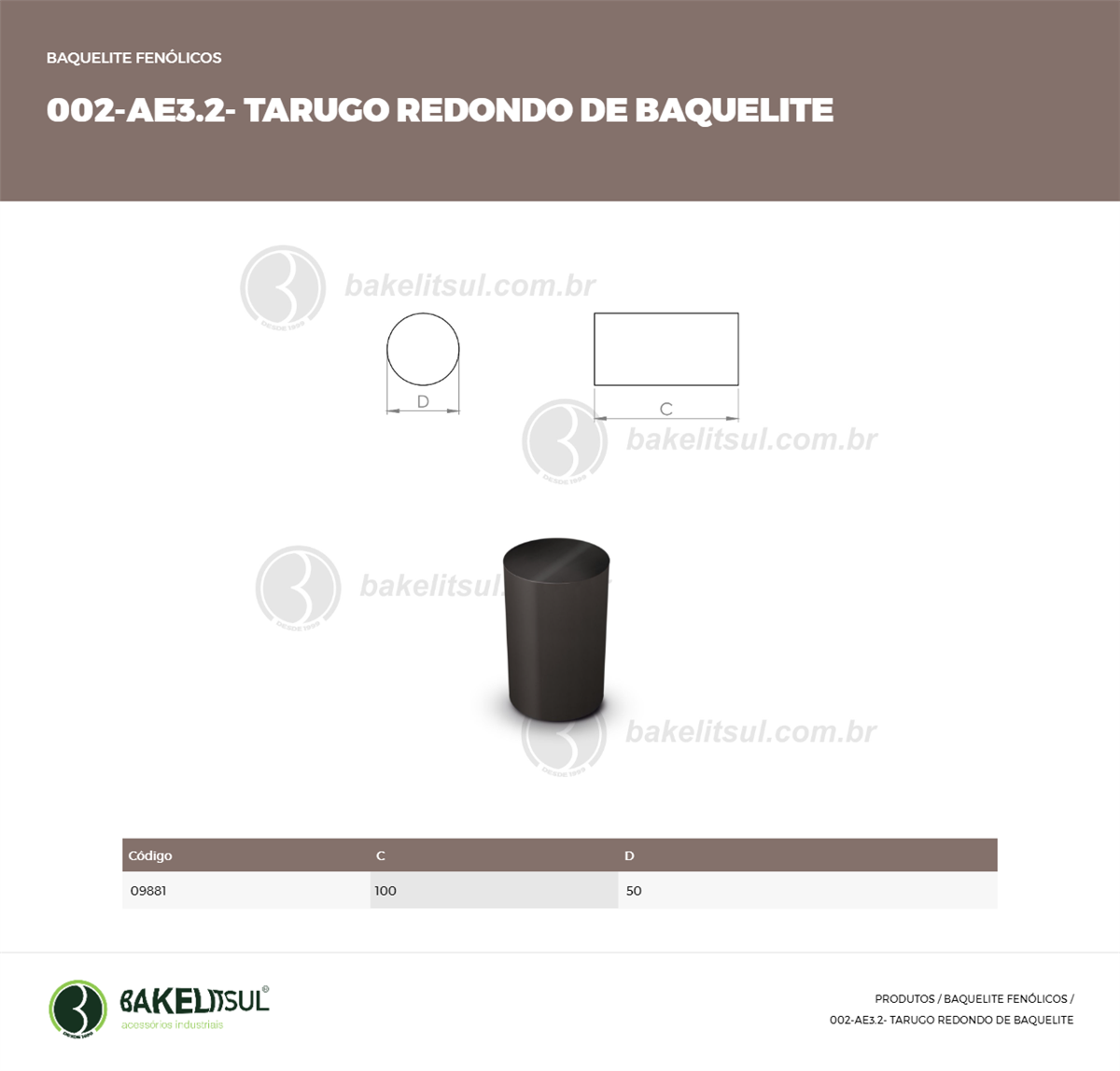 BAQUELITE PRENSADO TARUGO MP-TB - Bakelitsul