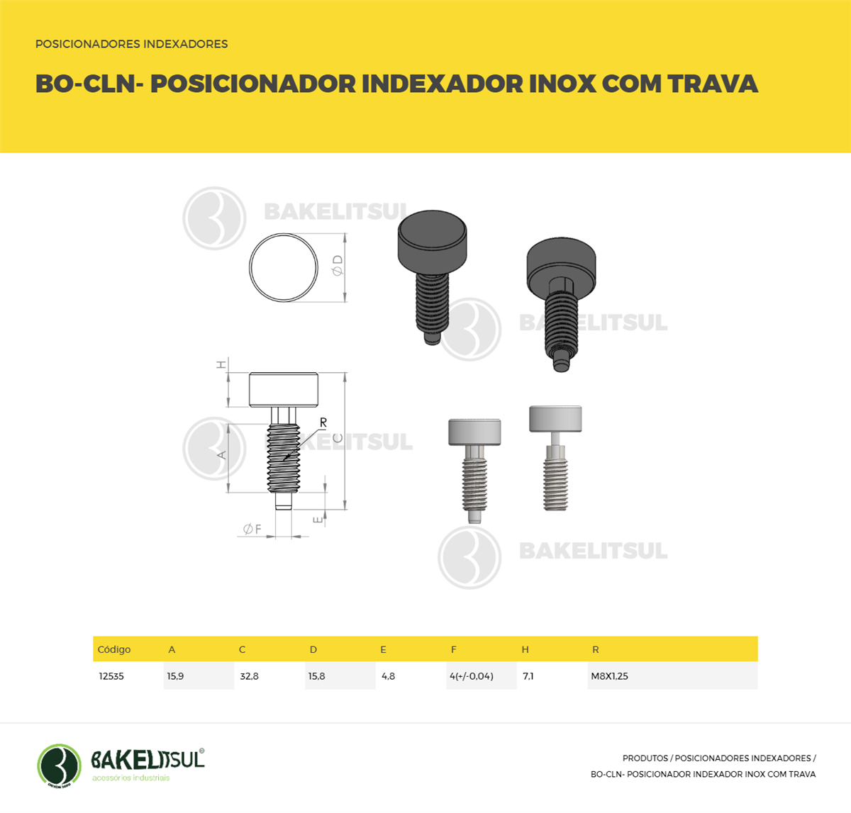 POSICIONADOR INDEXADOR INOX COM TRAVA BO-CLN - Bakelitsul